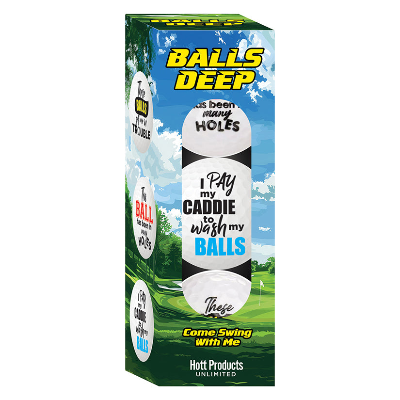 Balls Deep Funny Slogan Golf Balls Assorted Slogans 3Pk – Toys 18+